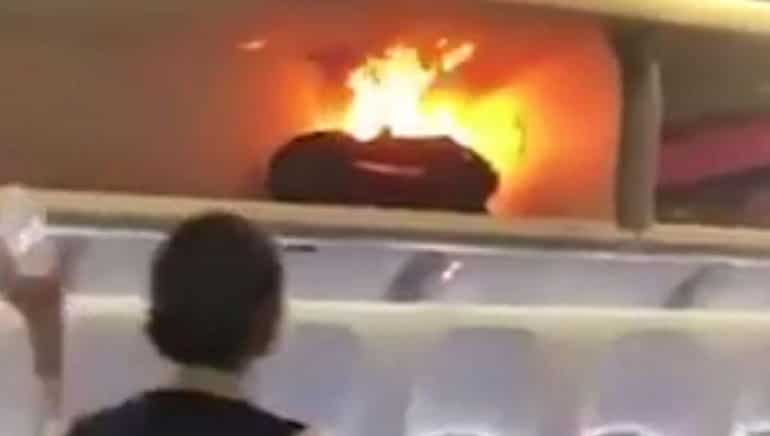 Watch: 'Power bank' in hand luggage bursts into flames in China ...