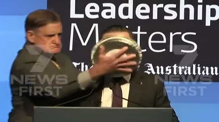 Qantas CEO has pie shoved in face - World News