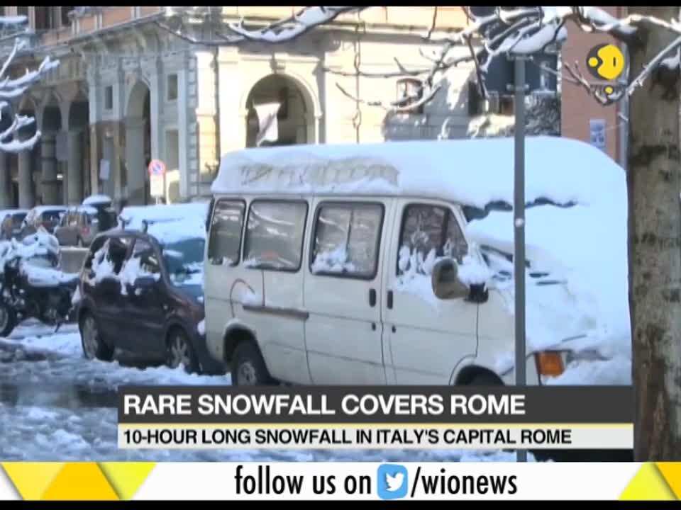 10-hour long snowfall in Italy's capital Rome - World News