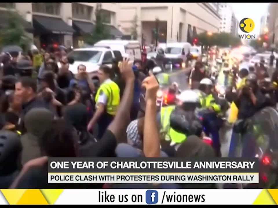 Charlottesville anniversary: Police clash with protesters during ...