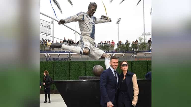 David Beckham salutes LA Galaxy and Los Angeles as statue unveiled ...