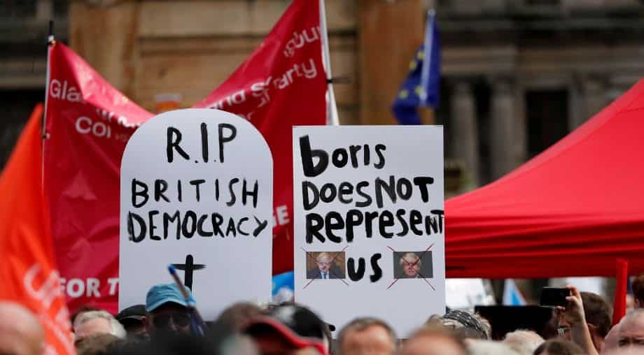Thousands protest British PM Johnson's move to suspend parliament ...