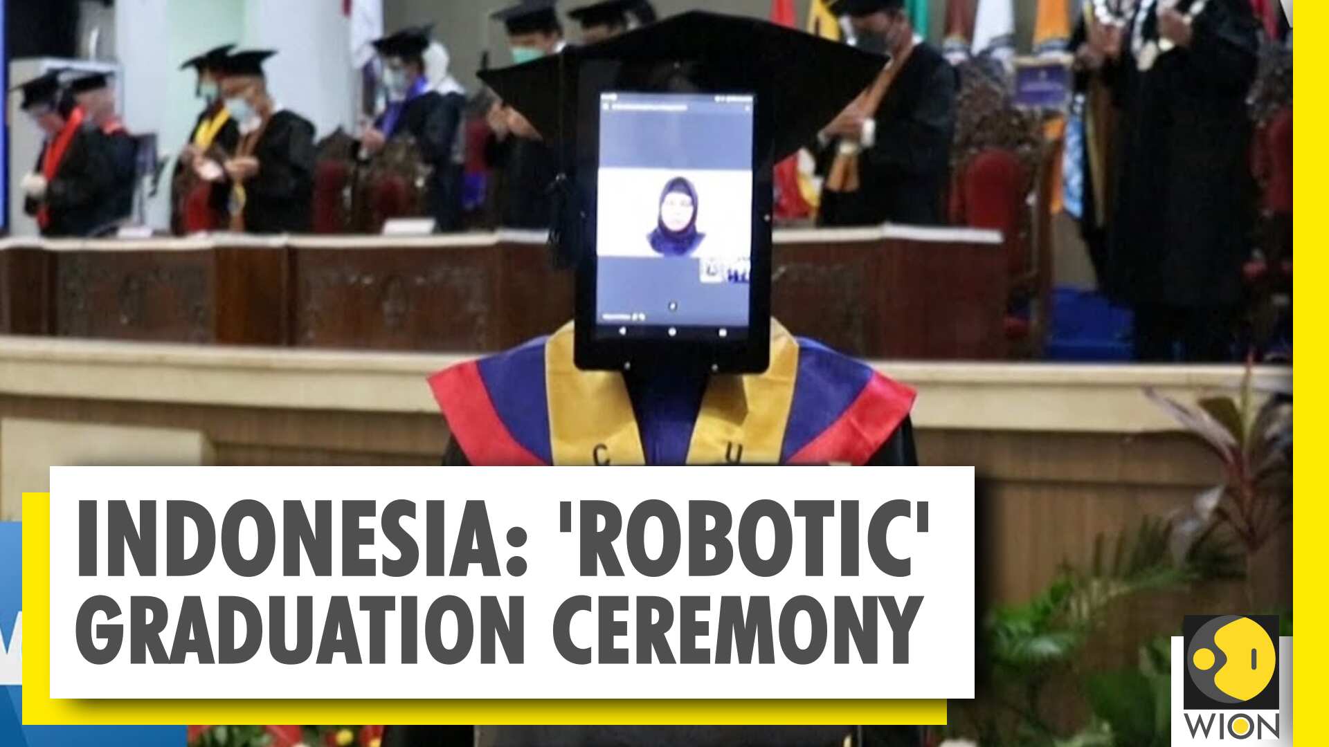 Robots stand in graduates' place at graduation ceremony in Indonesian ...