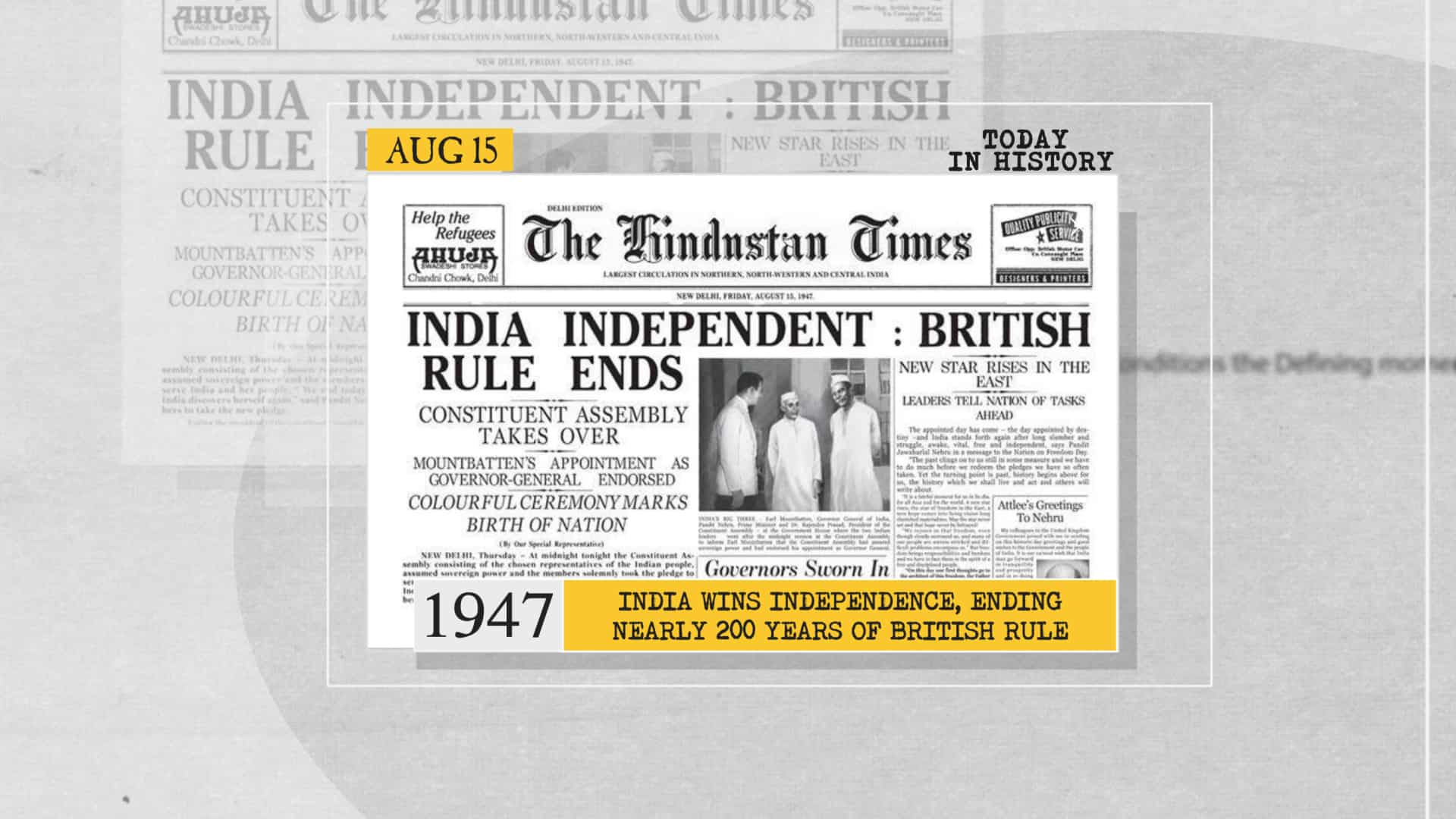 August 15 in history: India's independence, North Korea's new time zone ...
