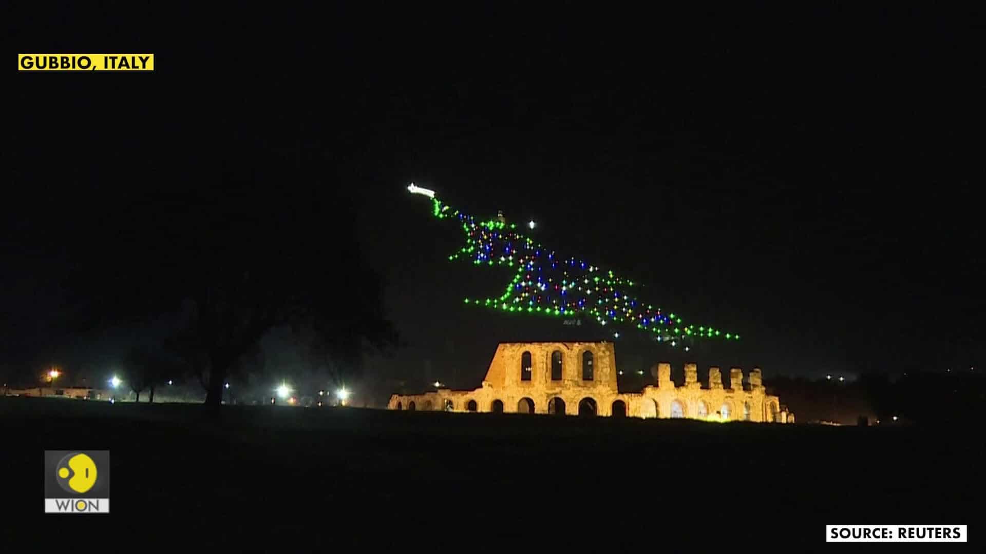 Giant Christmas tree display lights up Italian mountain - Edge News