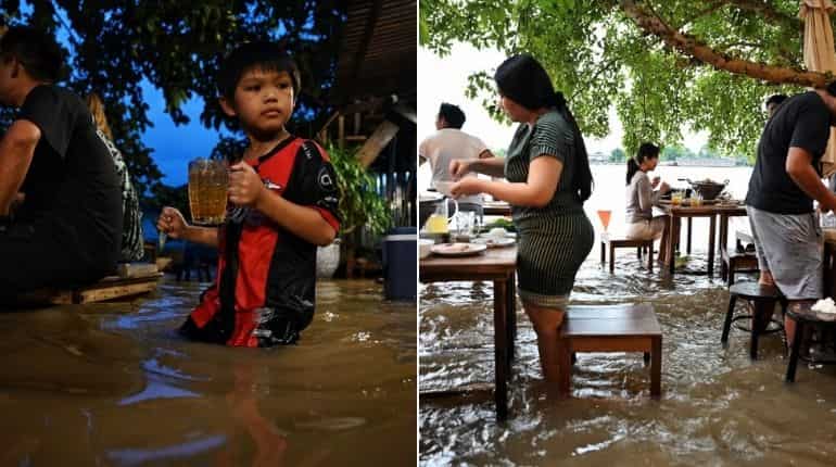 Dining with a view? Thai locals rush to dine at flooded restaurant ...