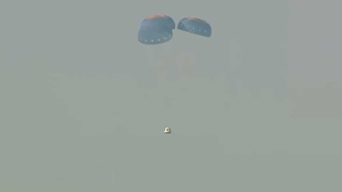Watch | Blue Origin's rocket veers off its course, capsule parachutes ...