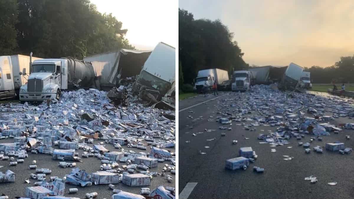 Thousands of beer cans block Florida highway for hours after trailers ...