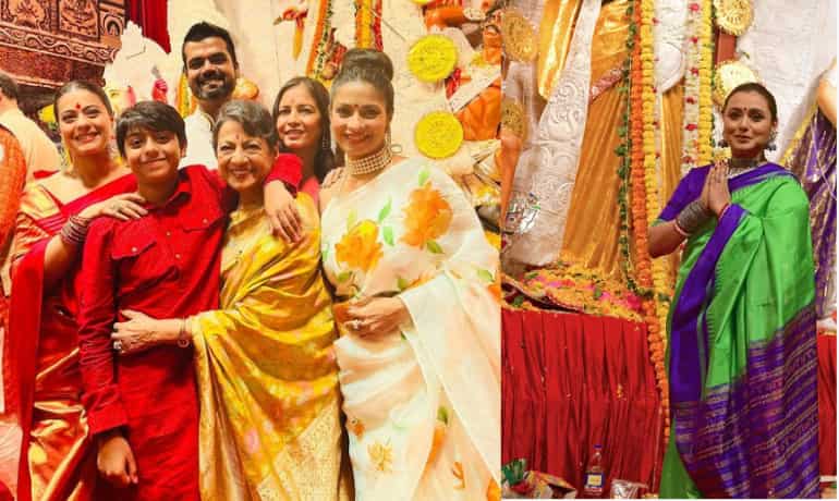 In pics: Kajol, Rani Mukerji attend Durga Puja celebrations in Mumbai ...