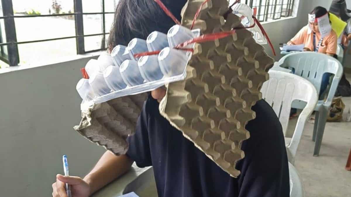 Students don 'anti-cheating hats' in Philippines, images go viral ...