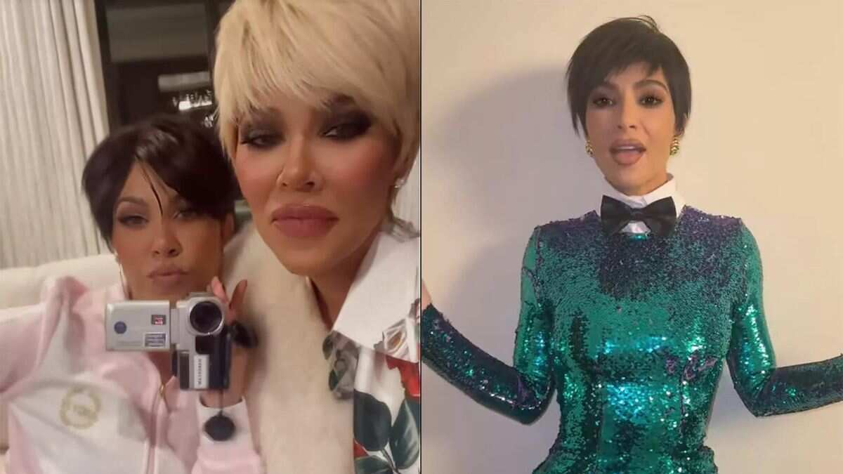 Khloe, Kourtney and Kim Kardashian dress up as Kris Jenner for momager ...