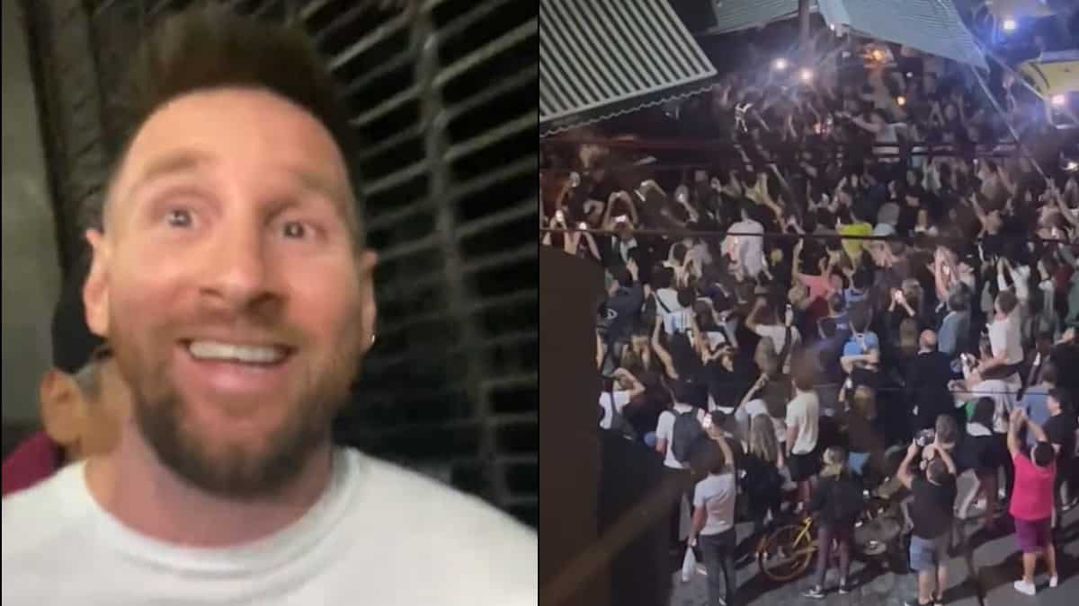 CRAZY! Argentina superstar Lionel Messi mobbed by fans outside ...