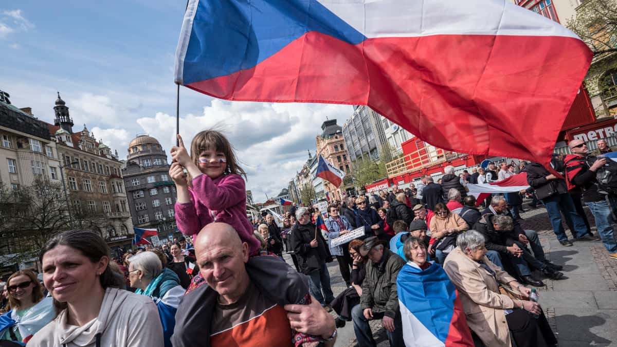 In Pics | Thousands take to the streets in Prague for anti-government ...