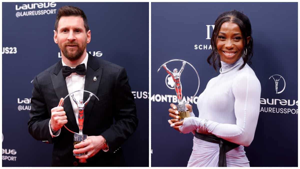 Argentina captain Lionel Messi and sprint champion Shelly-Ann Fraser ...
