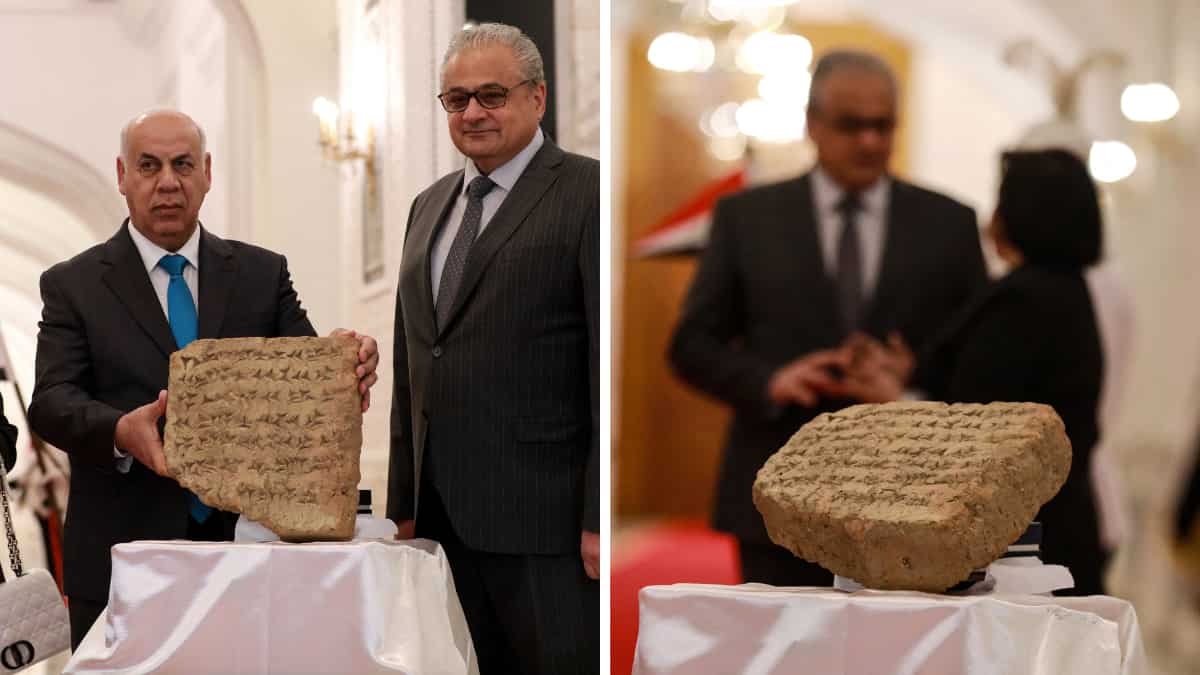 Iraq unveils 2,800-year-old ancient stone tablet returned by Italy ...