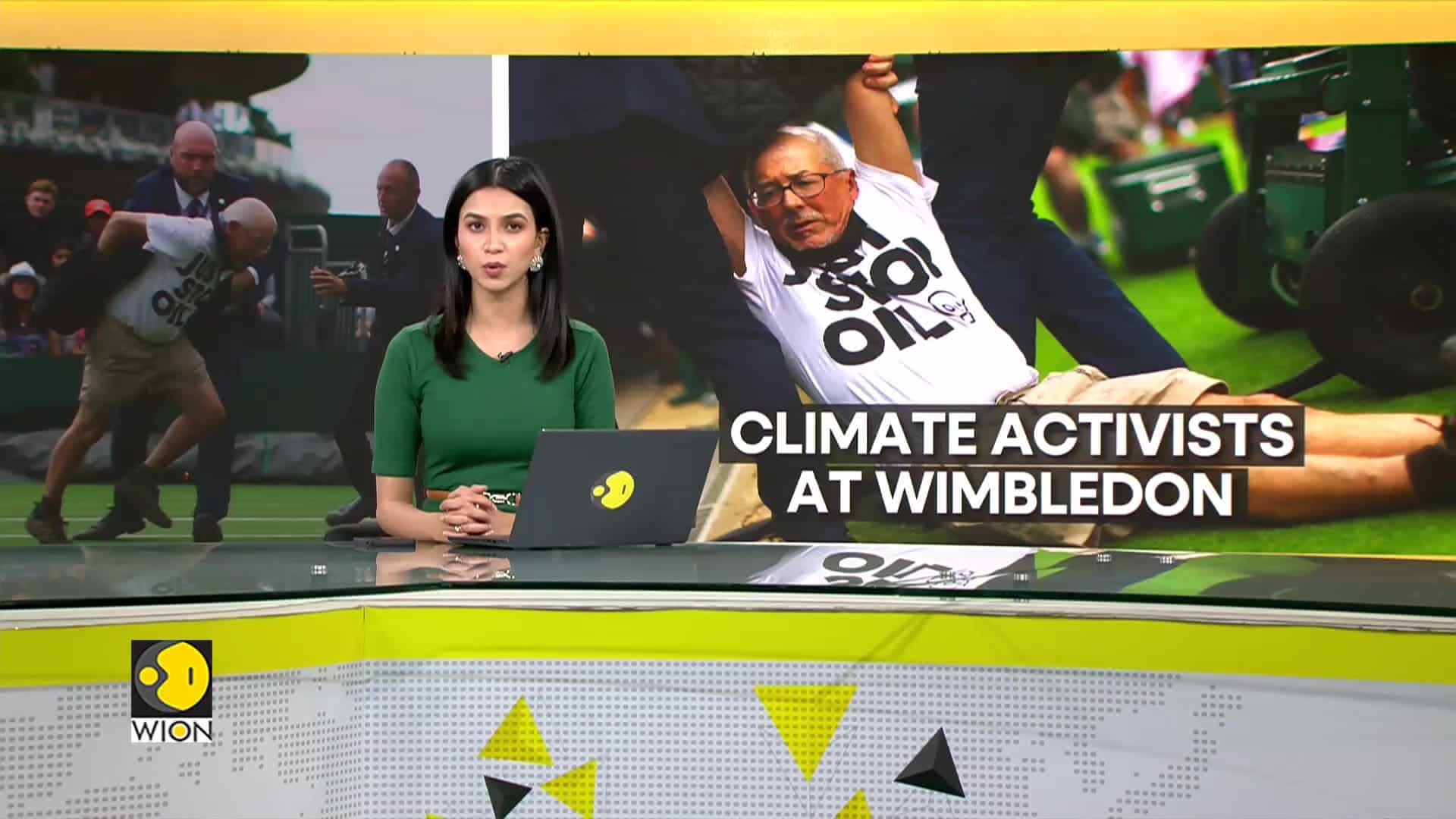 Wimbledon interrupted by activists from 'just stop oil' - World News