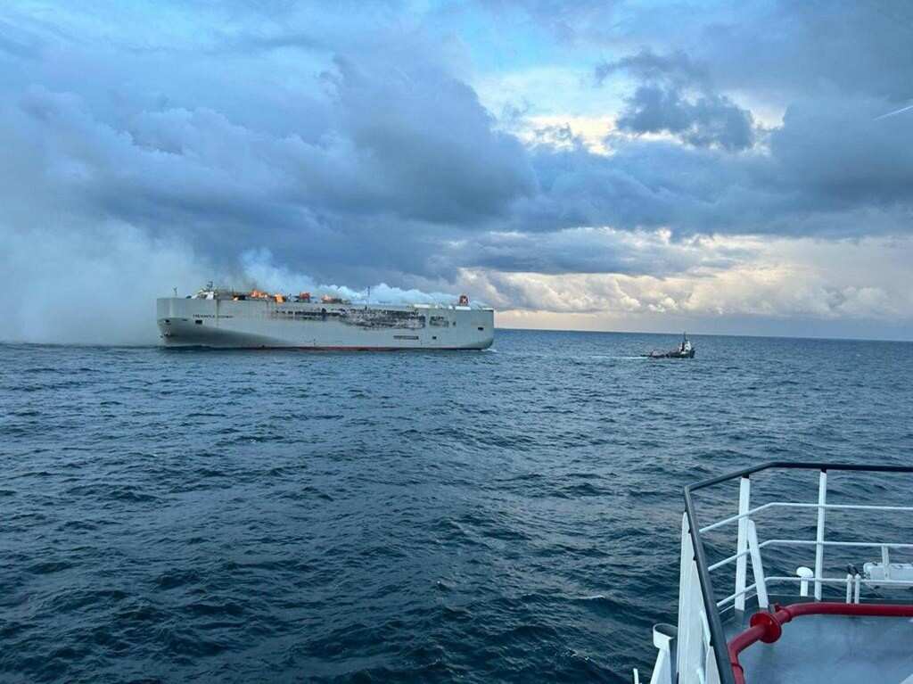 Major fire breaks out on ship carrying 3,000 cars off Dutch coast ...