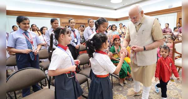 Watch: Indian PM Narendra Modi celebrates Rakshabandhan with school ...