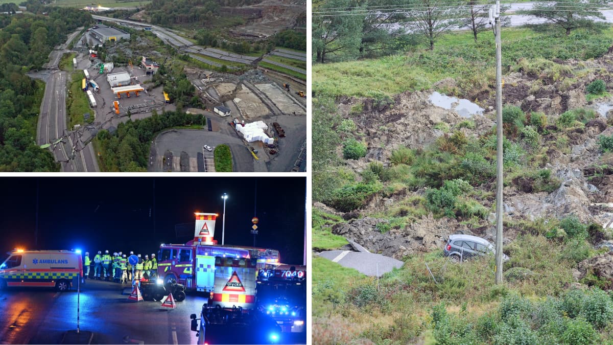 In pics | Swedish motorway collapses after landslide, three injured ...
