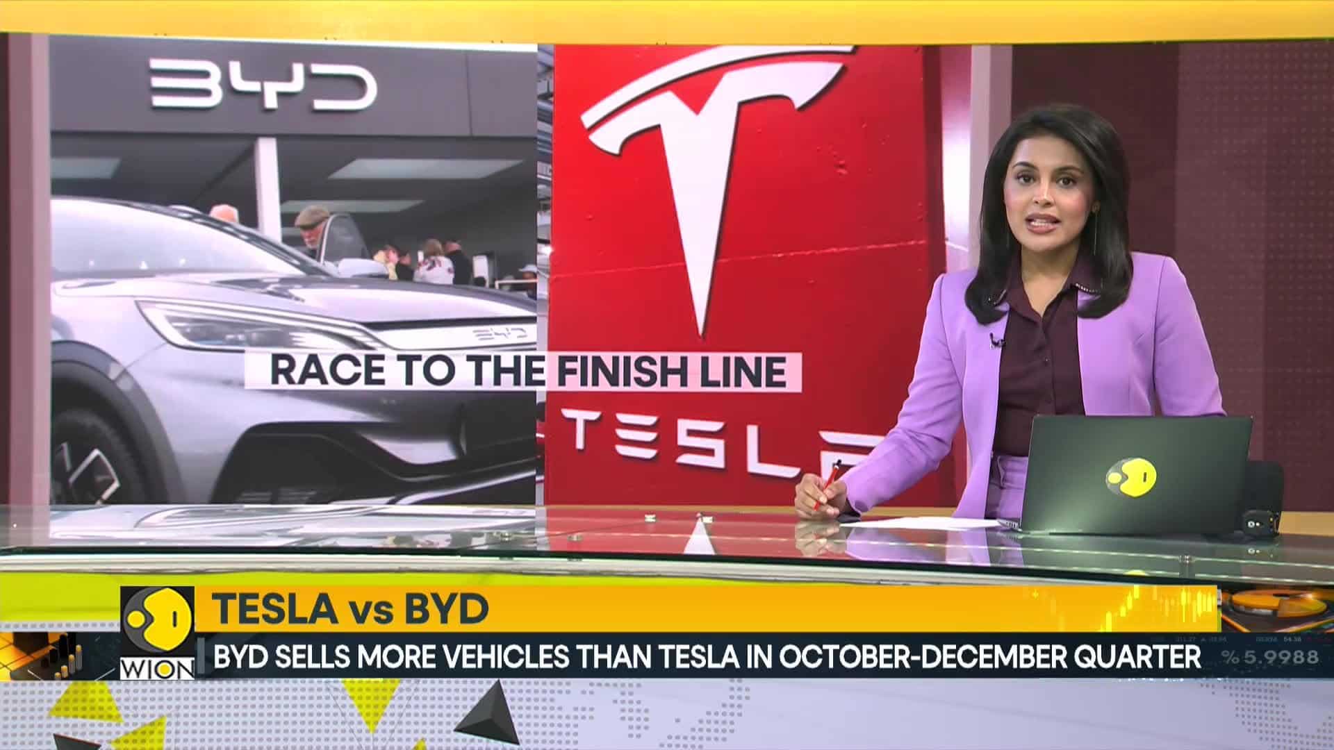 BYD pips Tesla in quarterly sales - World News