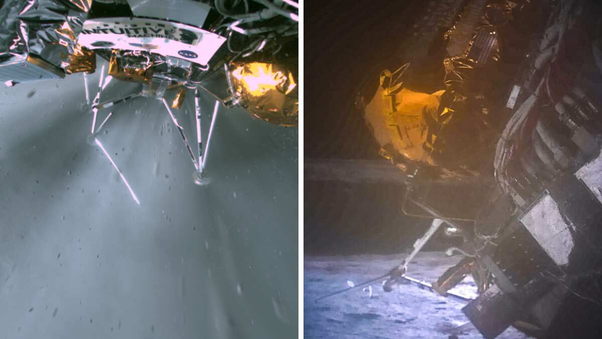 Odysseus: Pictures show private US lander with a snapped leg as it ...