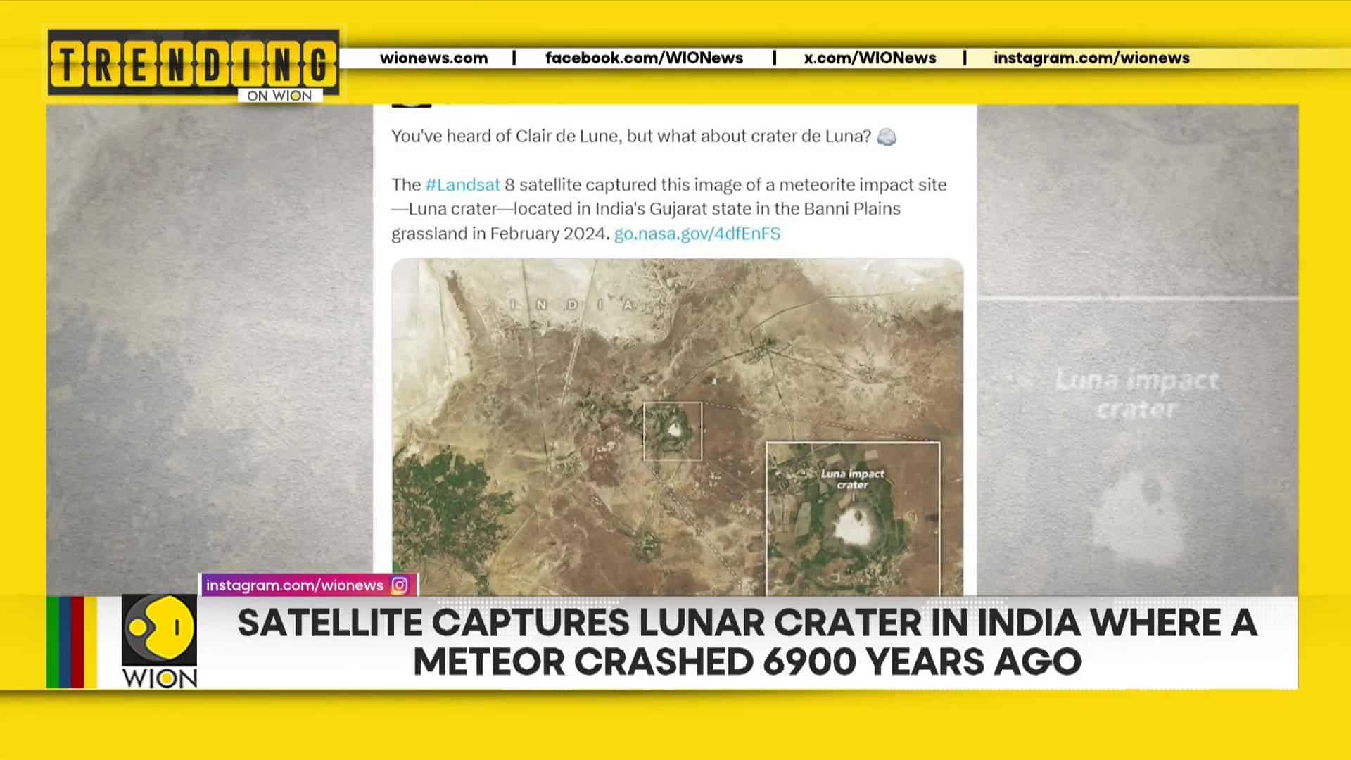 Satellite captures Luna Crater in India where a meteor crashed 6900 ...