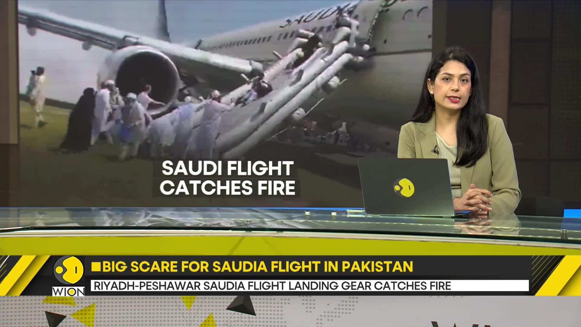 Pakistan: Saudia flight landing gear catches fire - WION Dispatch News