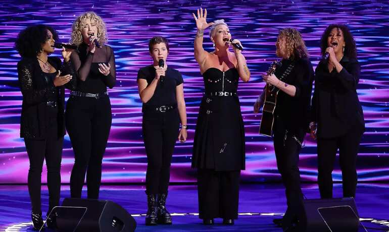 Pink gives a moving performance with daughter Willow at DNC - Watch ...