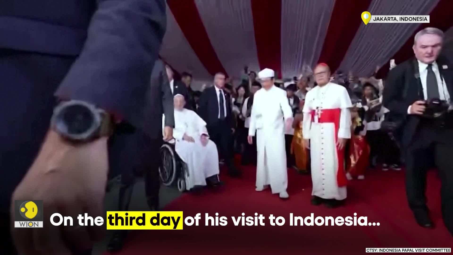 Pope Francis calls for climate change action during Mosque Visit - WION ...