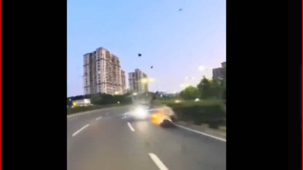 Gurugram accident: Horrific video shows bike crashing into SUV coming ...