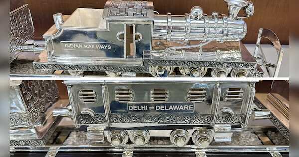 PM Modi gifts antique silver hand-engraved 'DELHI - DELAWARE' train ...