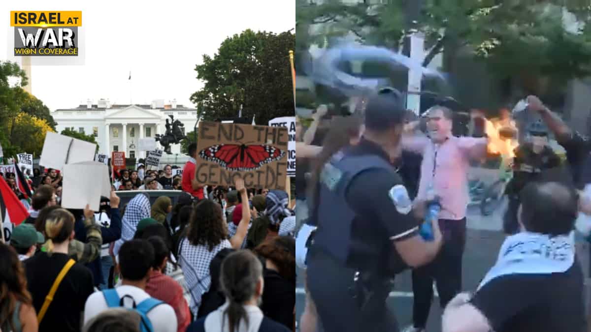 Journalist sets himself on fire at ceasefire protest in Washington as ...