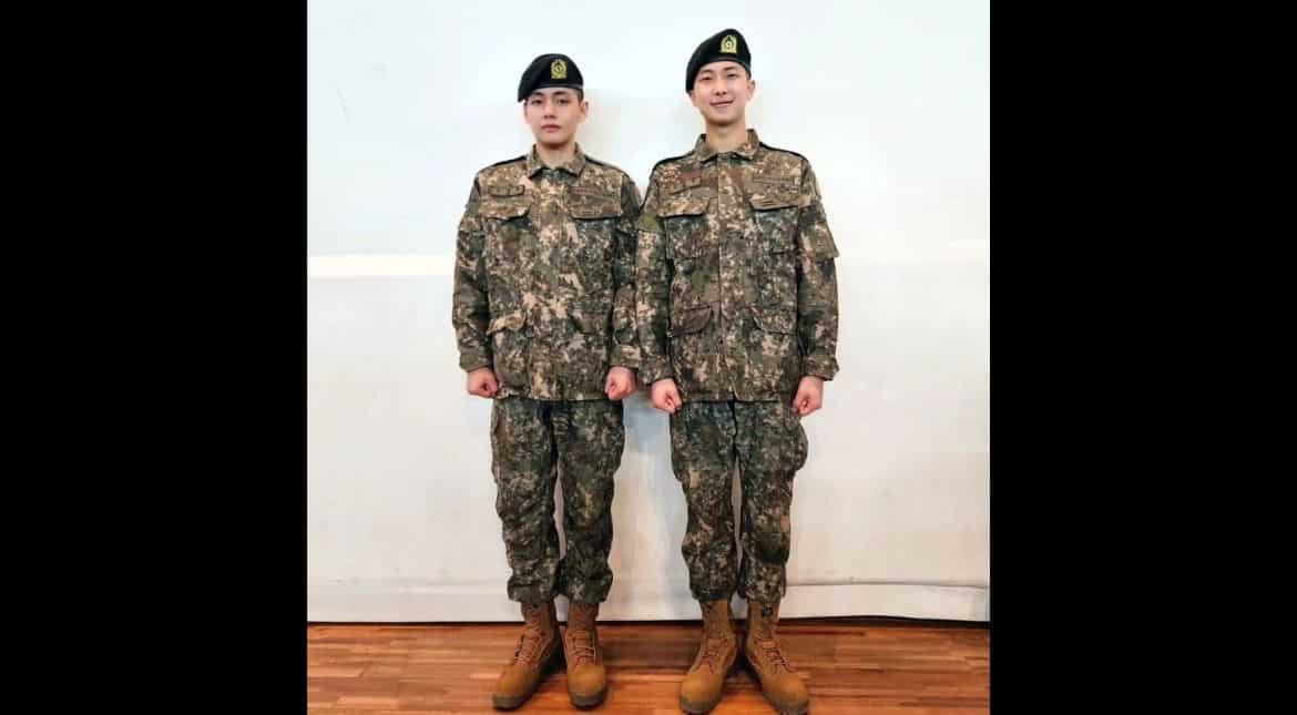 New video of BTS' V and RM from their military graduation ceremony goes ...