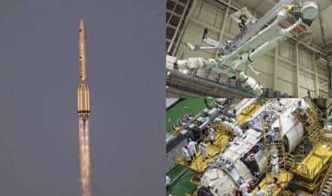 Russia's heavy-lift Proton-M carrier rocket blasts off with ISS module ...