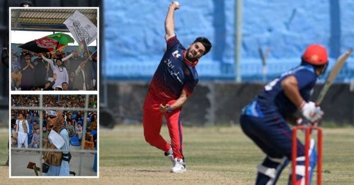 Taliban and Afghan flags side by side as fans enjoy a game of cricket ...