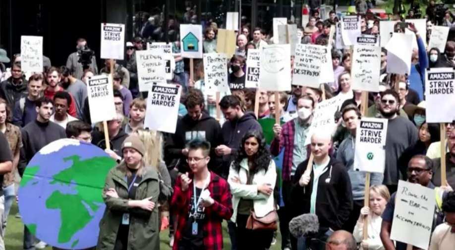 Amazon employees stage walkout at company headquarters in Seattle ...