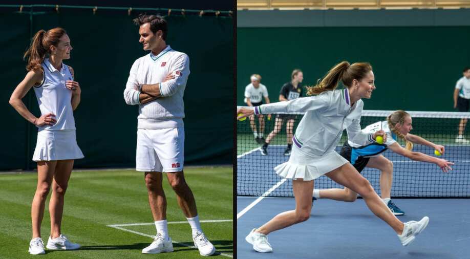 Princess Kate plays tennis with Roger Federer at Wimbledon - Sports News