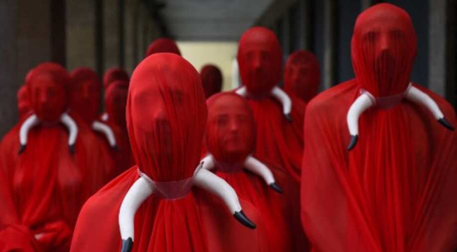 Pro-animal rights activists protest against bullfighting in Spain ...