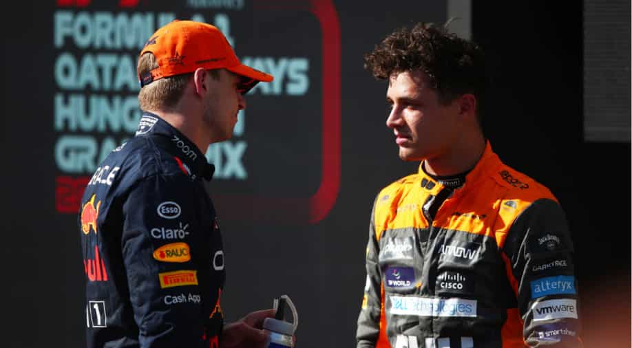 Formula One: Second-placed Lando Norris breaks Hungarian GP winner Max Verstappen's trophy ...