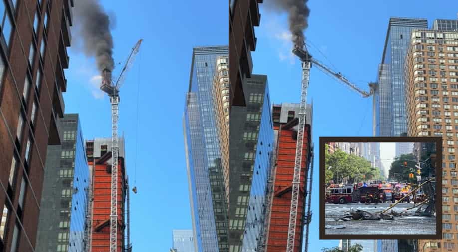 Chaos in New York as construction crane catches fire, collapses ...