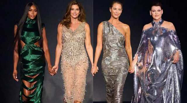 Supermodels Cindy Crawford, Christy Turlington, Linda Evangelista and ...