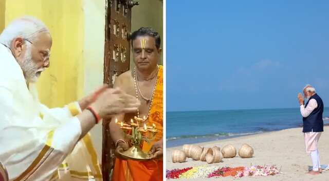 PM Modi visits Ram Setu's origin point, offers prayers at Rameshwaram ...